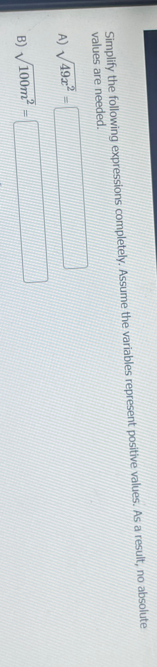 Solved Simplify the following expressions completely. Assume | Chegg.com