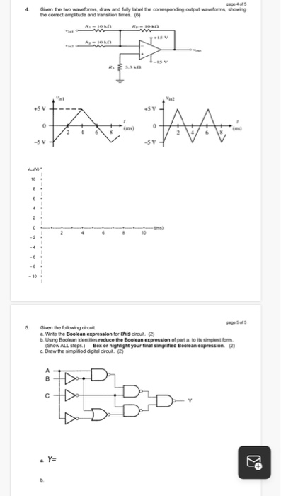 Solved 4 Given the two waveforms, draw and label the | Chegg.com