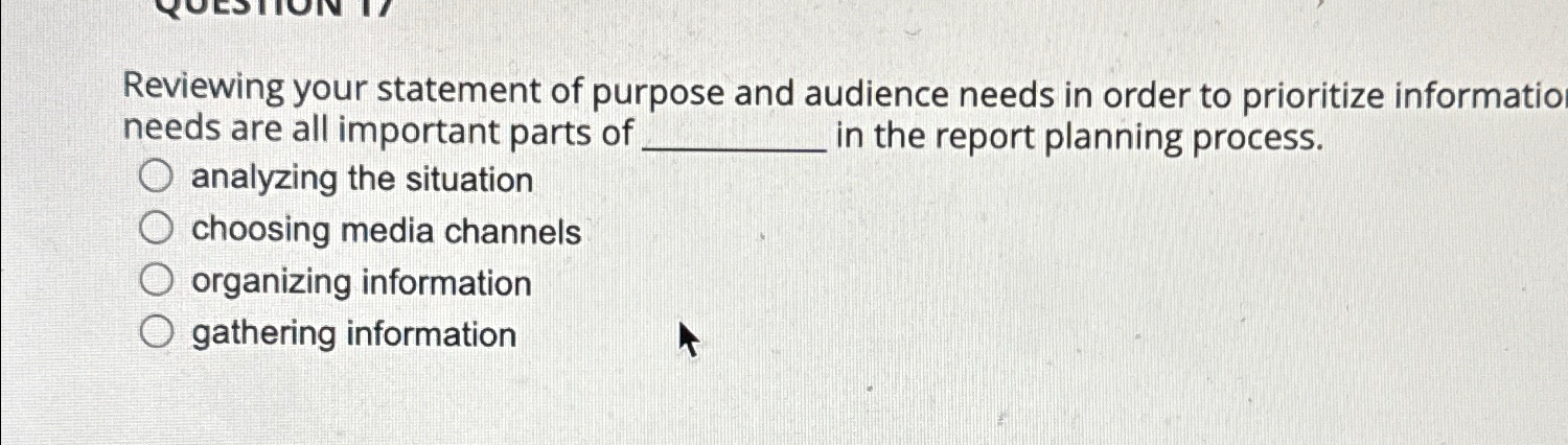 Solved Reviewing your statement of purpose and audience | Chegg.com