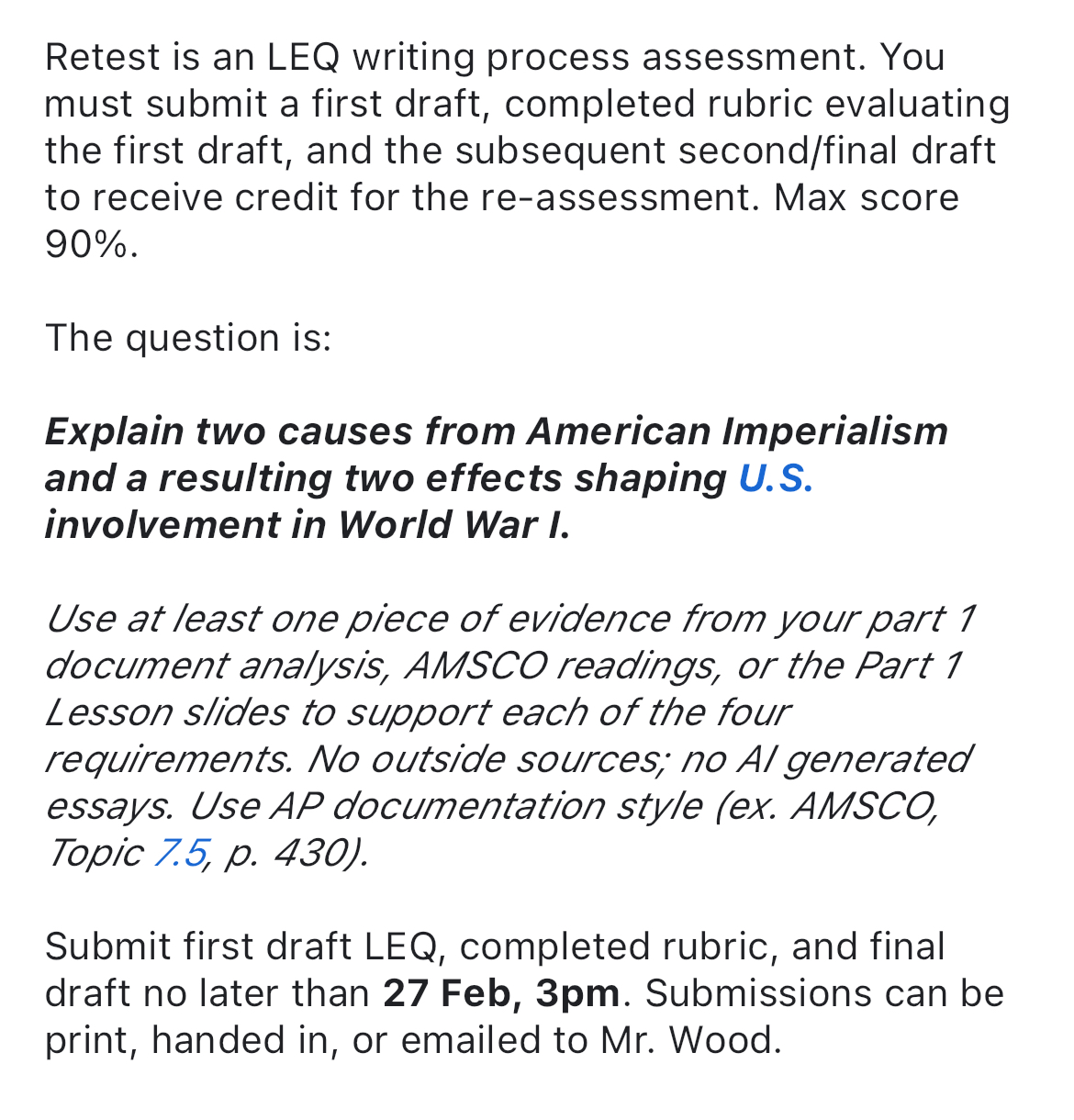 Retest is an LEQ writing process assessment. You must | Chegg.com