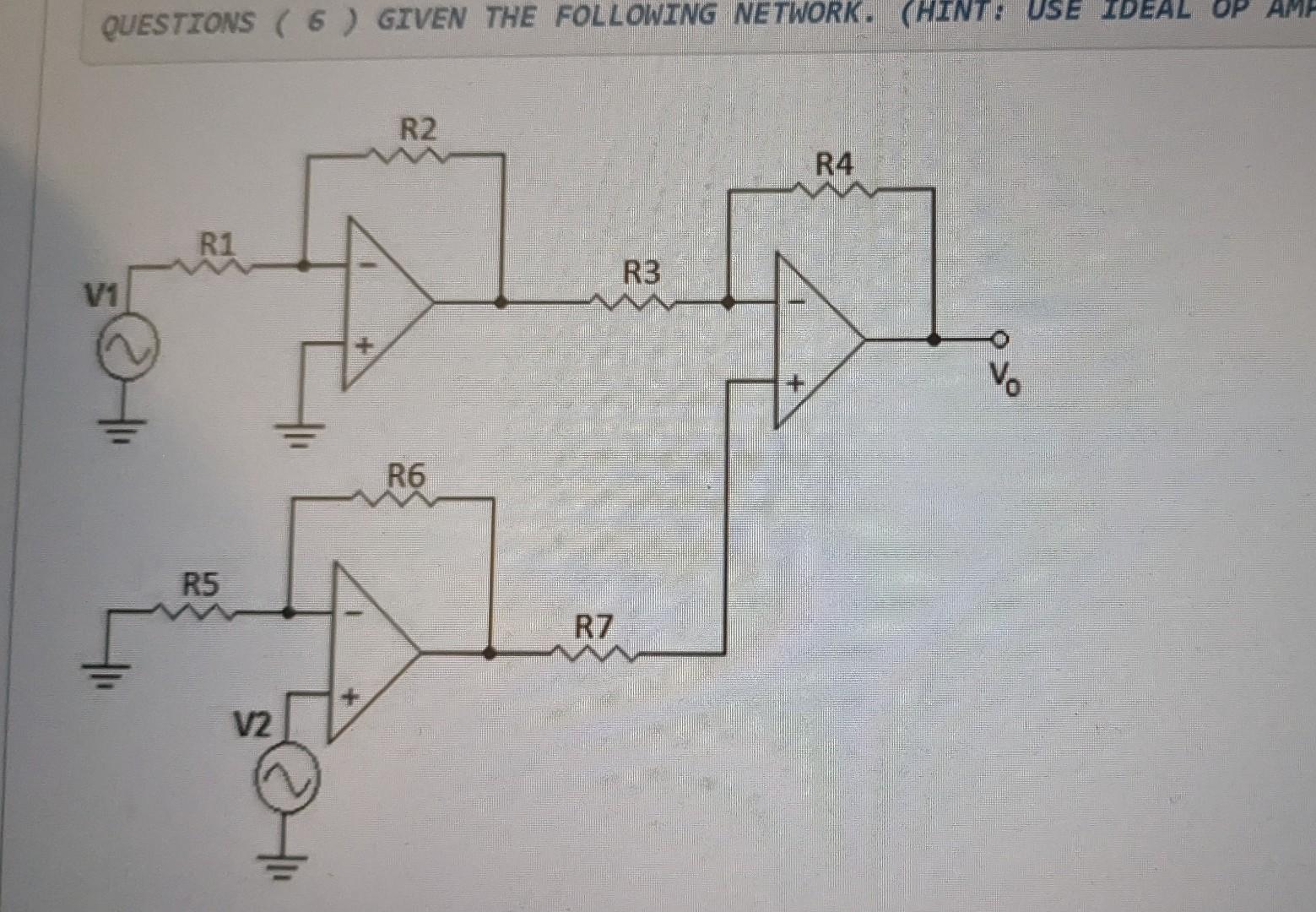 Solved QUESTIONS ( 6 ) GIVEN THE FOLLOWING NETWORK. | Chegg.com
