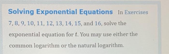 Solved Solving Exponential Equations In Exercises 7, 8, 9, | Chegg.com