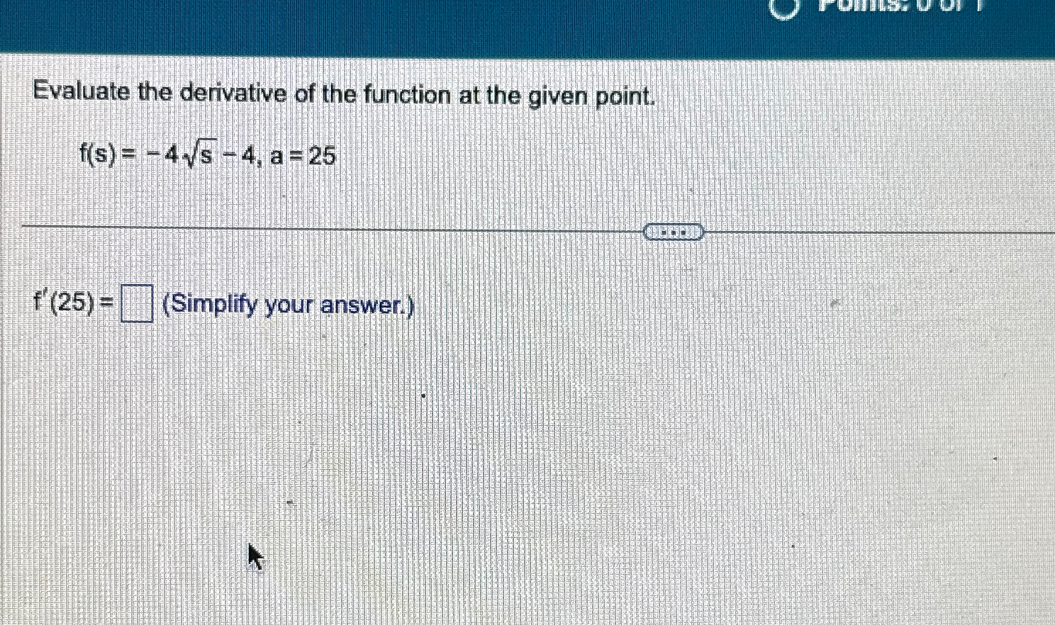 Solved Evaluate the derivative of the function at the given | Chegg.com