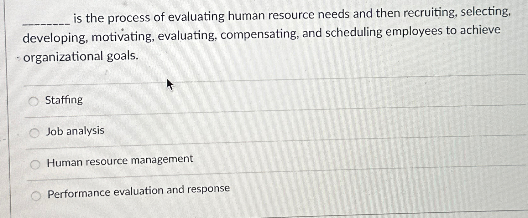 Solved is the process of evaluating human resource needs and | Chegg.com