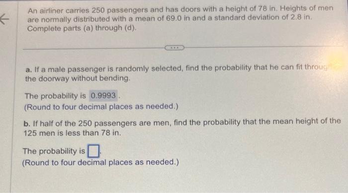 Solved An airliner carries 250 passengers and has doors with | Chegg.com