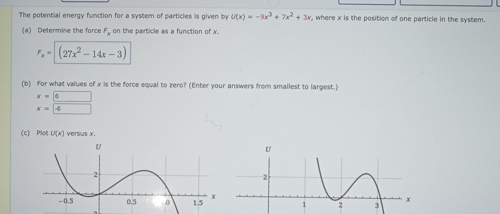 Solved The potential energy function for a system of | Chegg.com