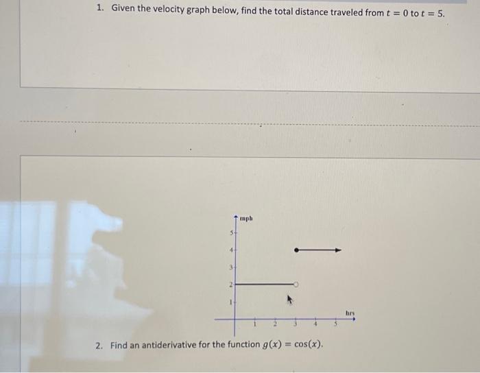 Solved 1. Given the velocity graph below, find the total | Chegg.com