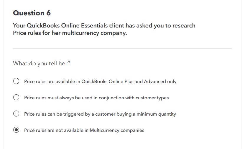 Solved Question 6 ﻿Your QuickBooks Online Essentials client | Chegg.com