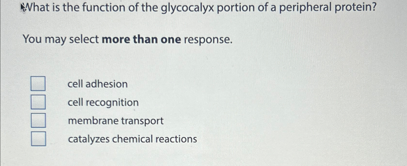 Solved What is the function of the glycocalyx portion of a | Chegg.com