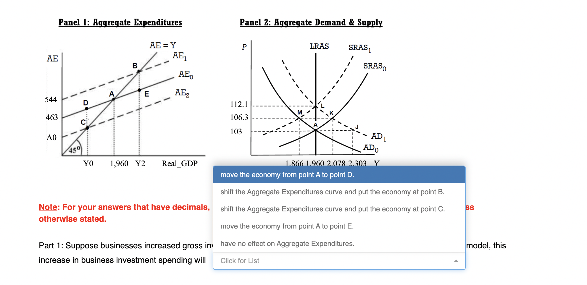 Solved Part 1: Suppose businesses increased gross investment | Chegg.com