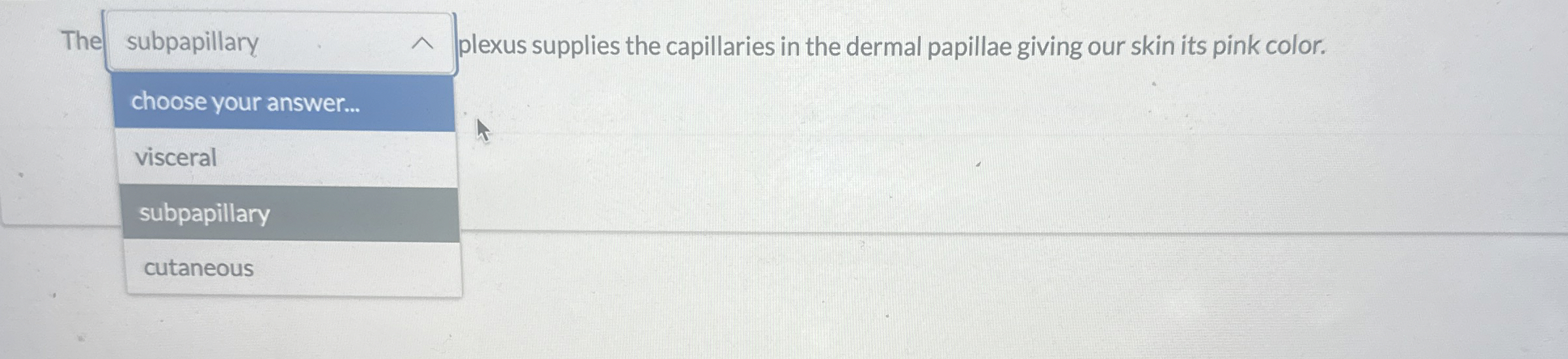 Solved The subpapillary plexus supplies the capillaries in | Chegg.com