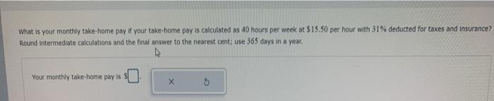 Solved What Is Your Monthly Take Home Pay If Your Take Home Chegg