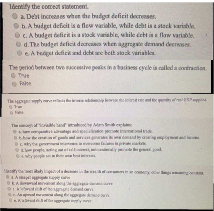 Solved Identify the correct statement. a. Debt increases | Chegg.com