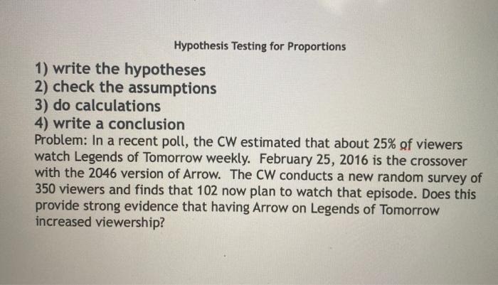 Solved Hypothesis Testing for Proportions 1) write the | Chegg.com