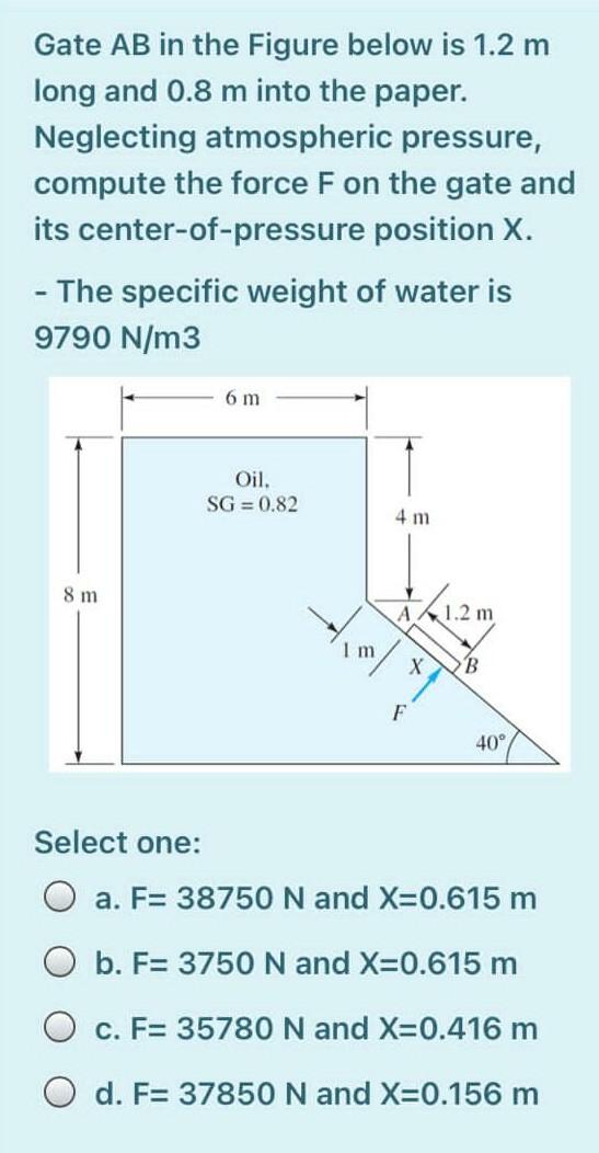 Solved The 4-m diameter circular gate shown in the figure is | Chegg.com