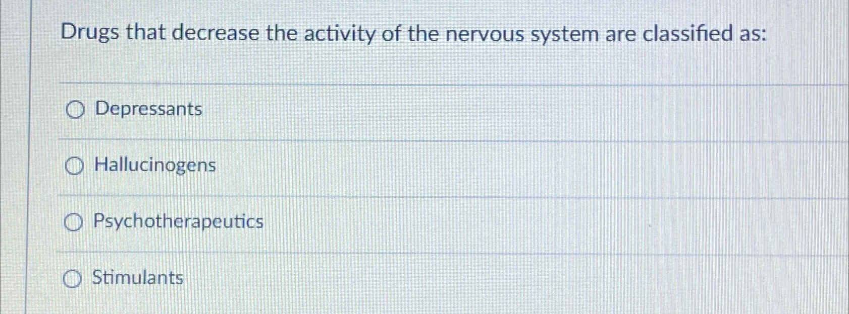 Solved Drugs that decrease the activity of the nervous | Chegg.com