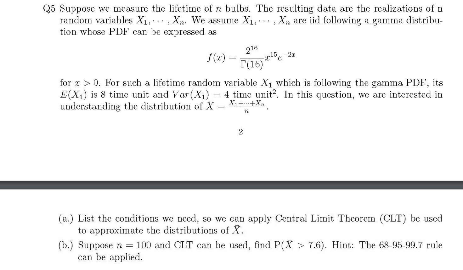 Solved Q5 ﻿Suppose we measure the lifetime of n ﻿bulbs. The | Chegg.com