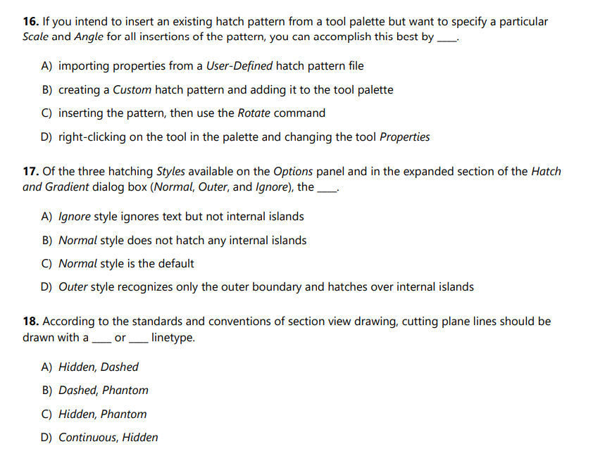 Solved If you intend to insert an existing hatch pattern | Chegg.com