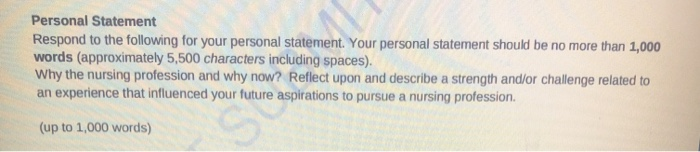 Solved Personal Statement Respond to the following for your | Chegg.com
