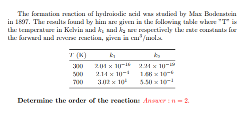 The formation reaction of hydroiodic acid was studied | Chegg.com