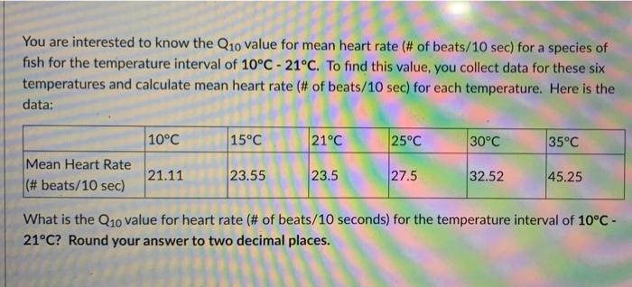 Solved You are interested to know the Q10 value for mean | Chegg.com