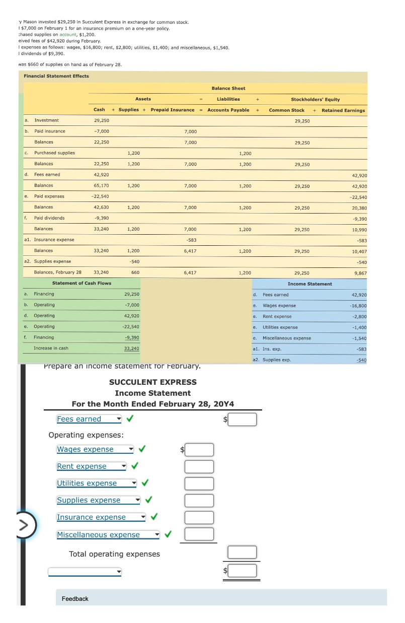Solved Please help me fill out the income statement | Chegg.com