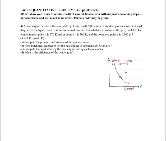 Solved Part II. QUANTITATIVE PROBLEMS. (30 points each) MUST | Chegg.com