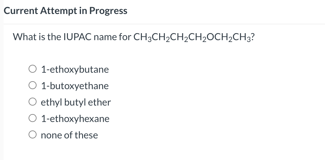 Solved Current Attempt in ﻿ProgressWhat is ﻿the IUPAC name | Chegg.com