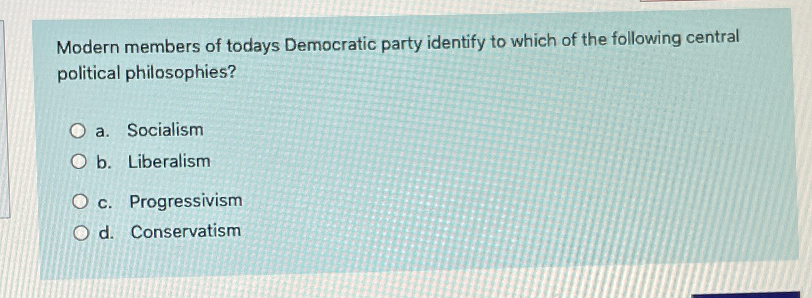 Solved Modern members of todays Democratic party identify to | Chegg.com