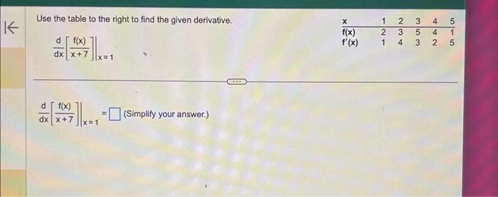 Solved Use the table to the right to find the given | Chegg.com