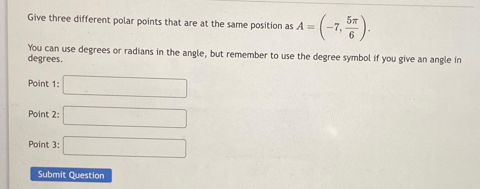 Solved Give three different polar points that are at the | Chegg.com