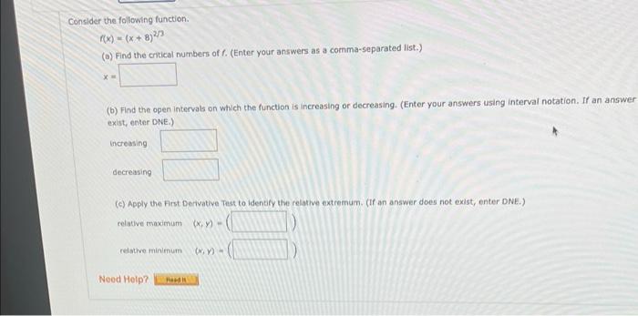 Solved Consider The Following Function F X X 8 2 3 A