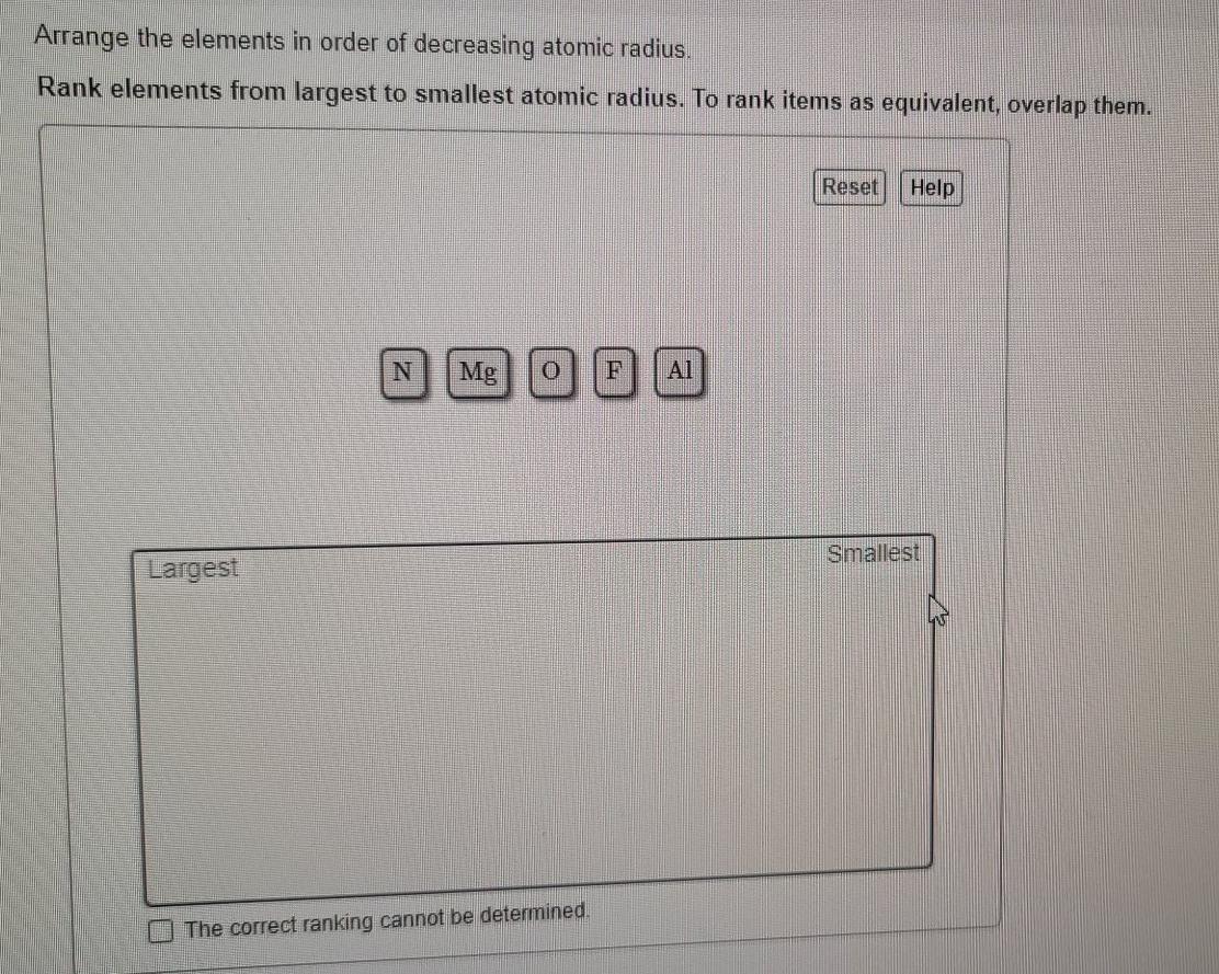Solved Arrange the elements in order of decreasing atomic | Chegg.com