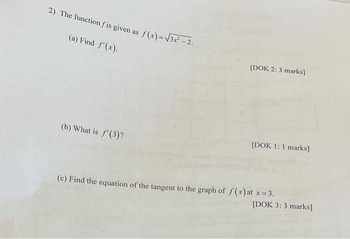 Solved 2) The function f is given as f(x)=3x2−2. (a) Find | Chegg.com