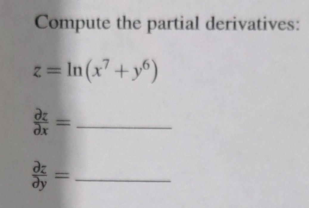Solved Compute the partial derivatives: | Chegg.com