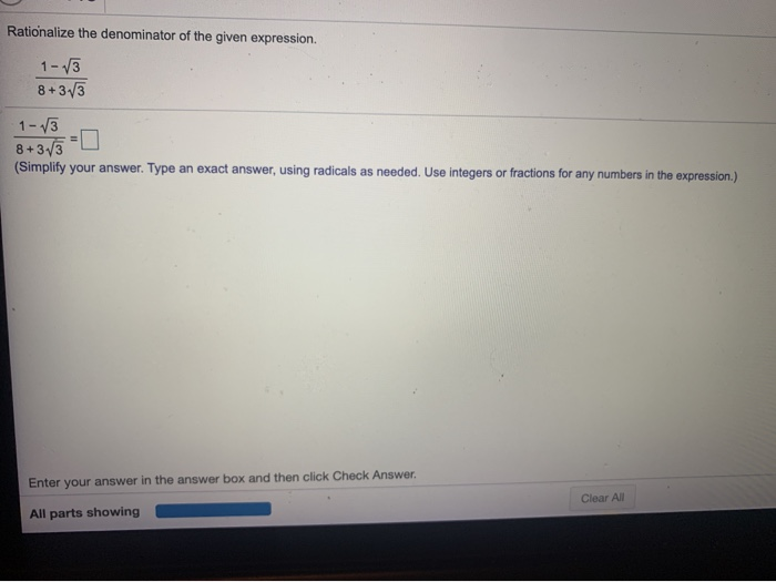 Solved Rationalize the denominator of the given expression. | Chegg.com