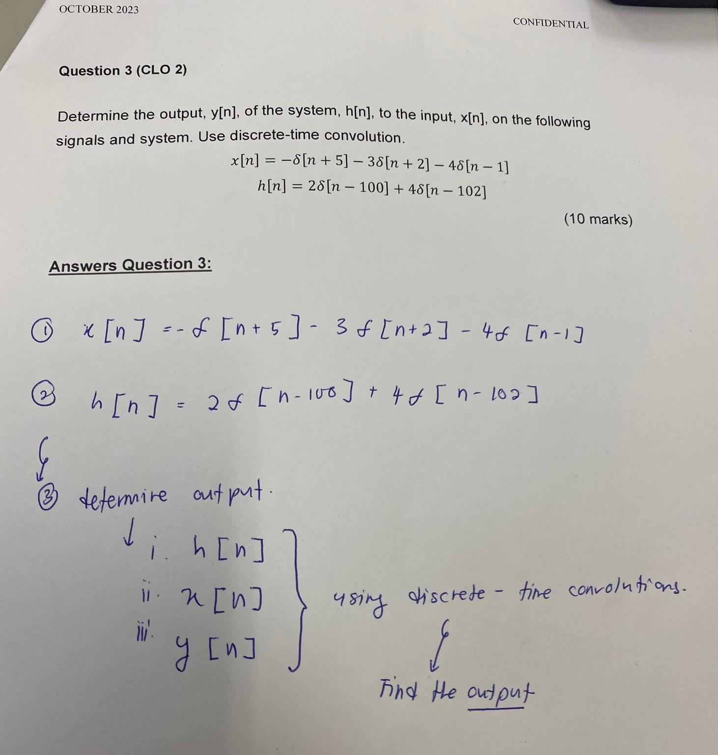 Solved OCTOBER 2023CONFIDENTIALQuestion 3 (CLO 2)Determine | Chegg.com