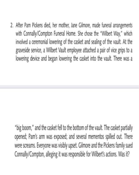 Solved 2. After Pam Pickens died, her mother, Jane Gilmore, | Chegg.com