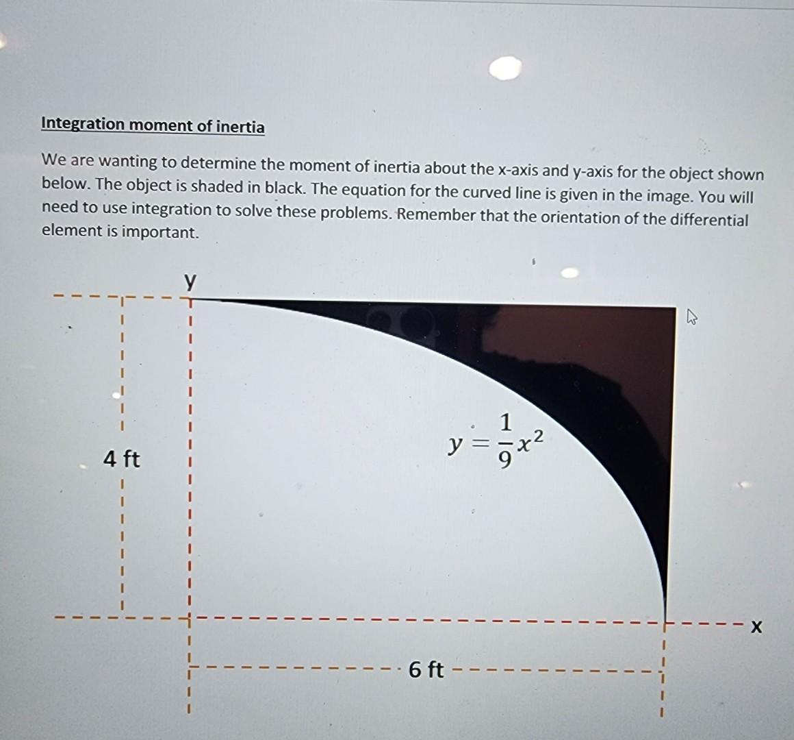 Solved Integration moment of inertia We are wanting to | Chegg.com