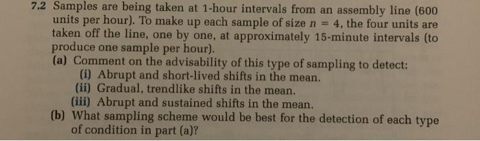 Solved 7.2 Samples are being taken at 1-hour intervals from | Chegg.com
