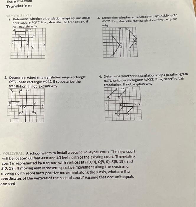 Extra Practice Translations Examples 1 and 2 1. | Chegg.com