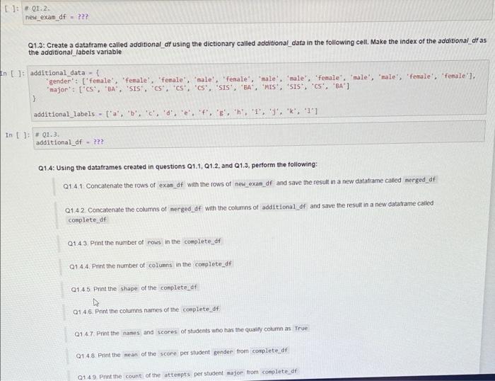Solved Question 1: Creating and Manipulating Pandas | Chegg.com