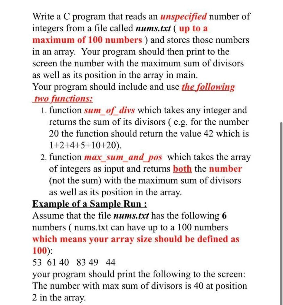Write a C program that reads an unspecified number of | Chegg.com