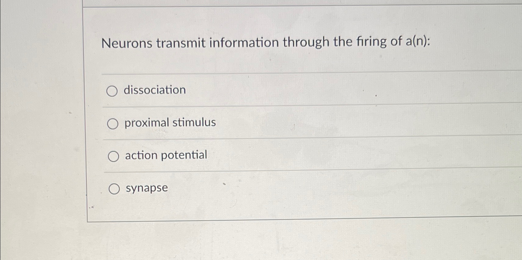 Solved Neurons transmit information through the firing of | Chegg.com