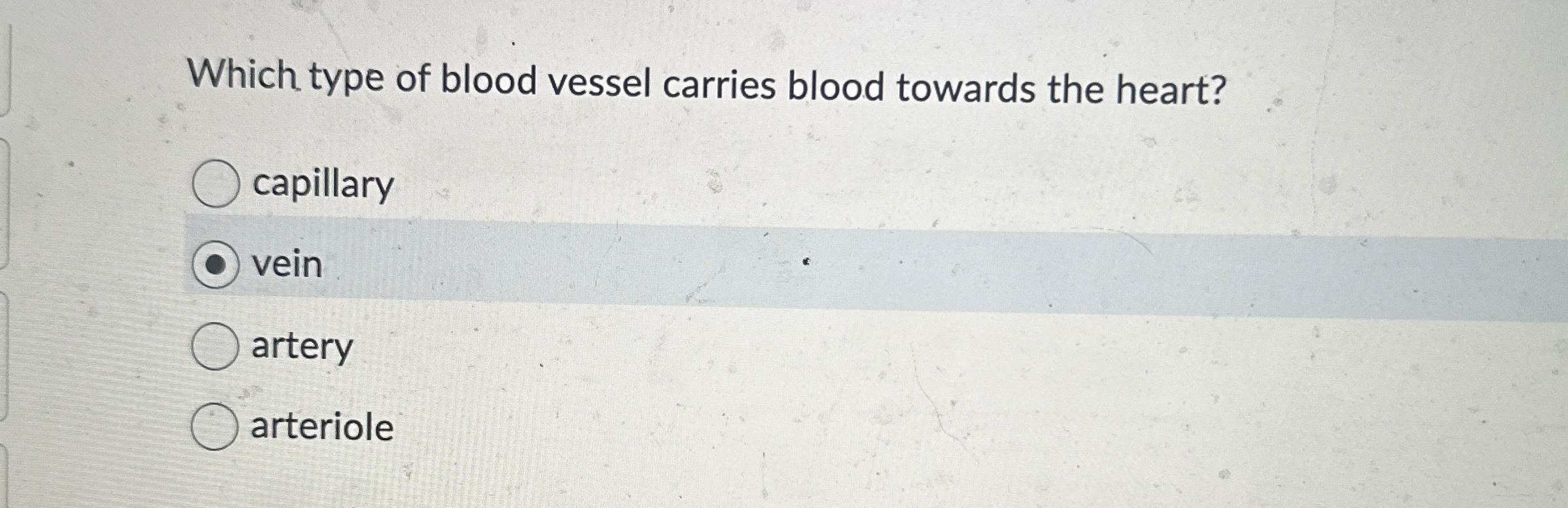 Solved Which type of blood vessel carries blood towards the | Chegg.com