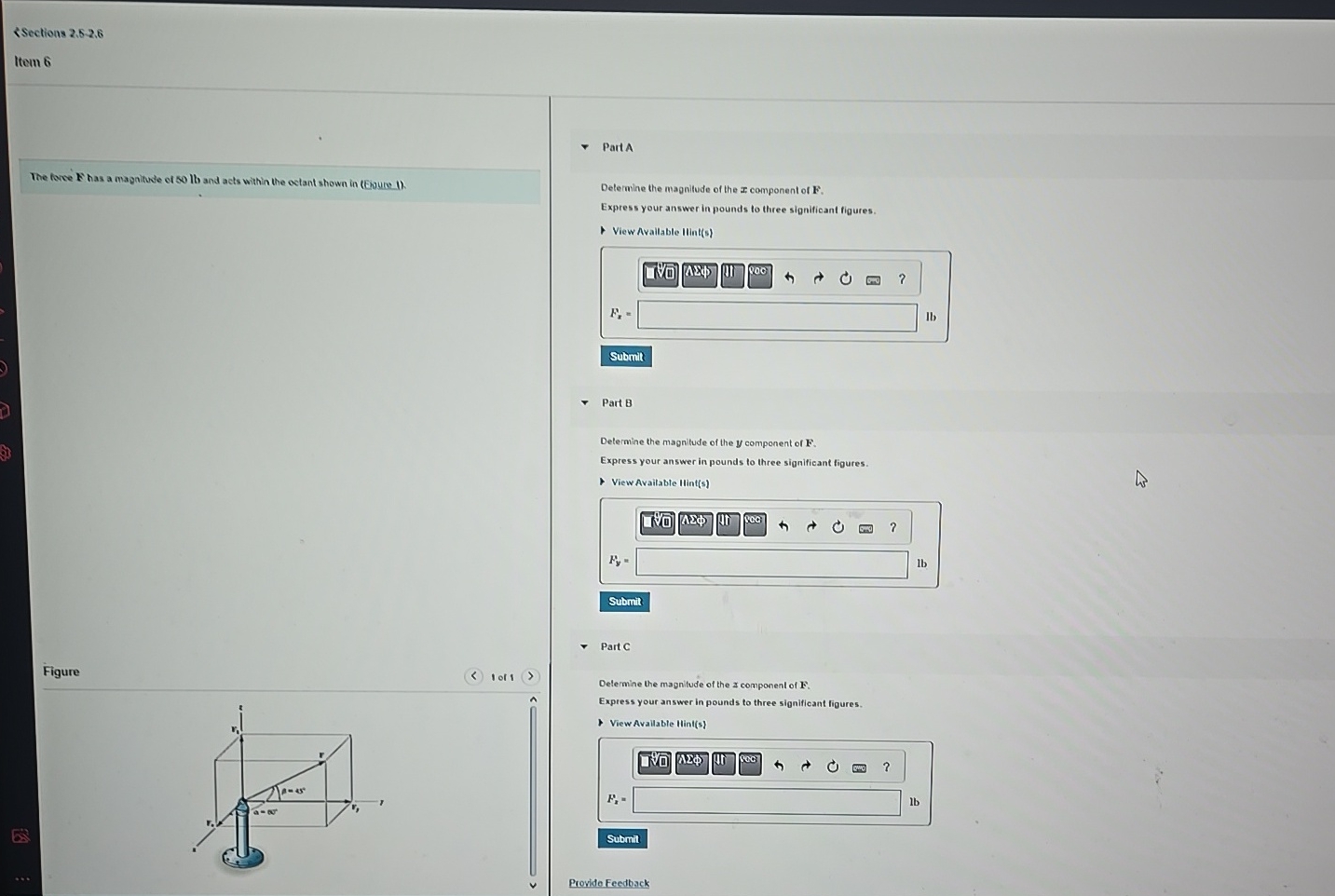 Solved 〈Sections 2.5-2.6Item 6Determine the magnilude of the | Chegg.com