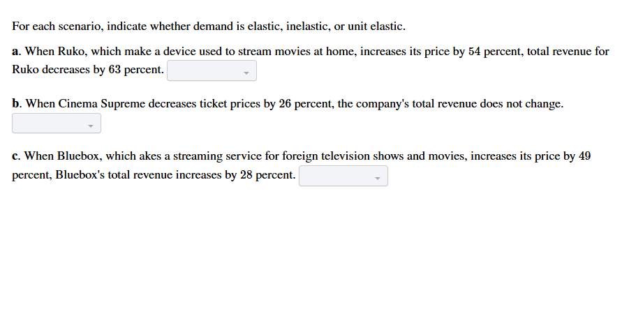 Solved For each scenario, indicate whether demand is | Chegg.com