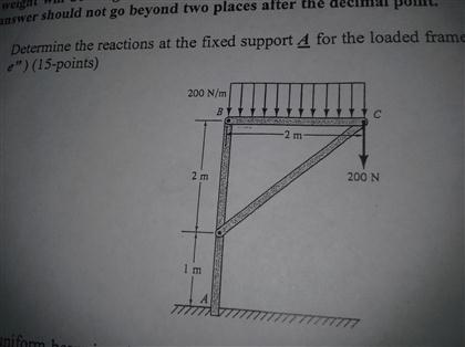 Solved Determine the reaction at a fixed support A for the | Chegg.com