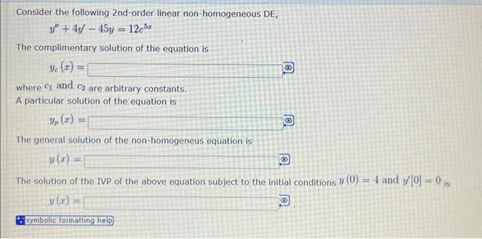 Solved Consider the following 2nd-order linear | Chegg.com