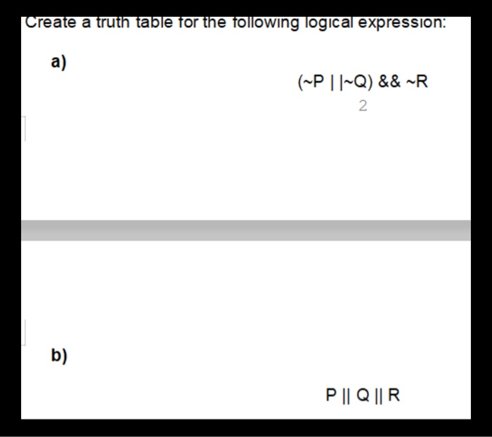 Solved Create a truth table for the following logical | Chegg.com